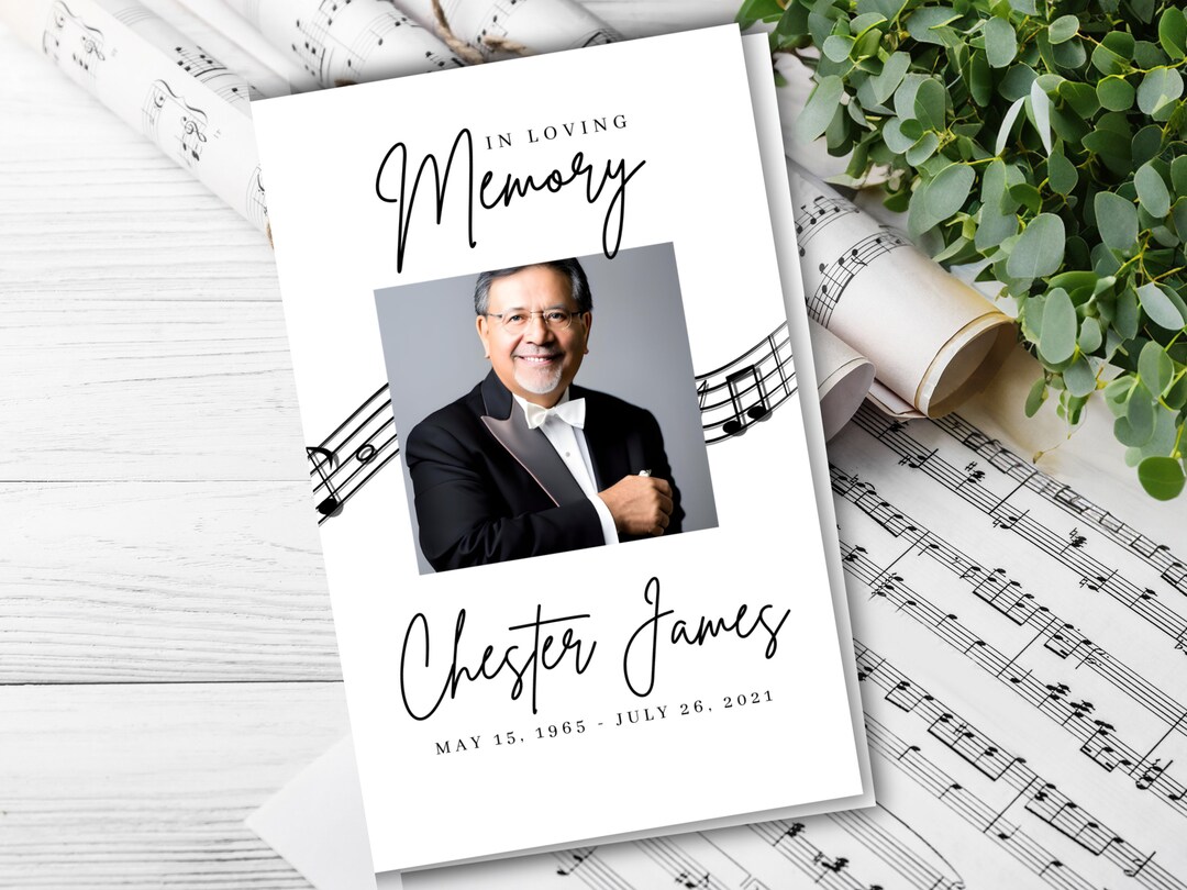 Music Note Funeral Program Template: Editable Memorial Service (digital ...