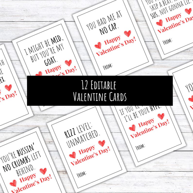 Printable Gen Z Valentines Day Cards, Teen Slang Valentine Cards, Funny ...