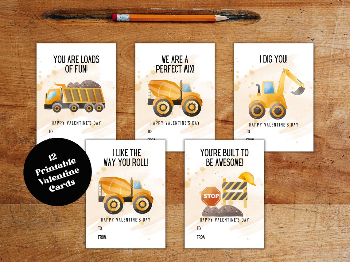 Printable Construction Pun Valentine's Day Cards, Construction ...