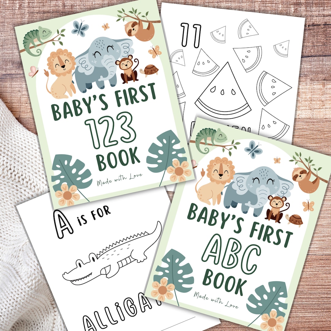 Safari Animal ABC 123 Coloring Book: Baby Shower Guest Book (PDF ...