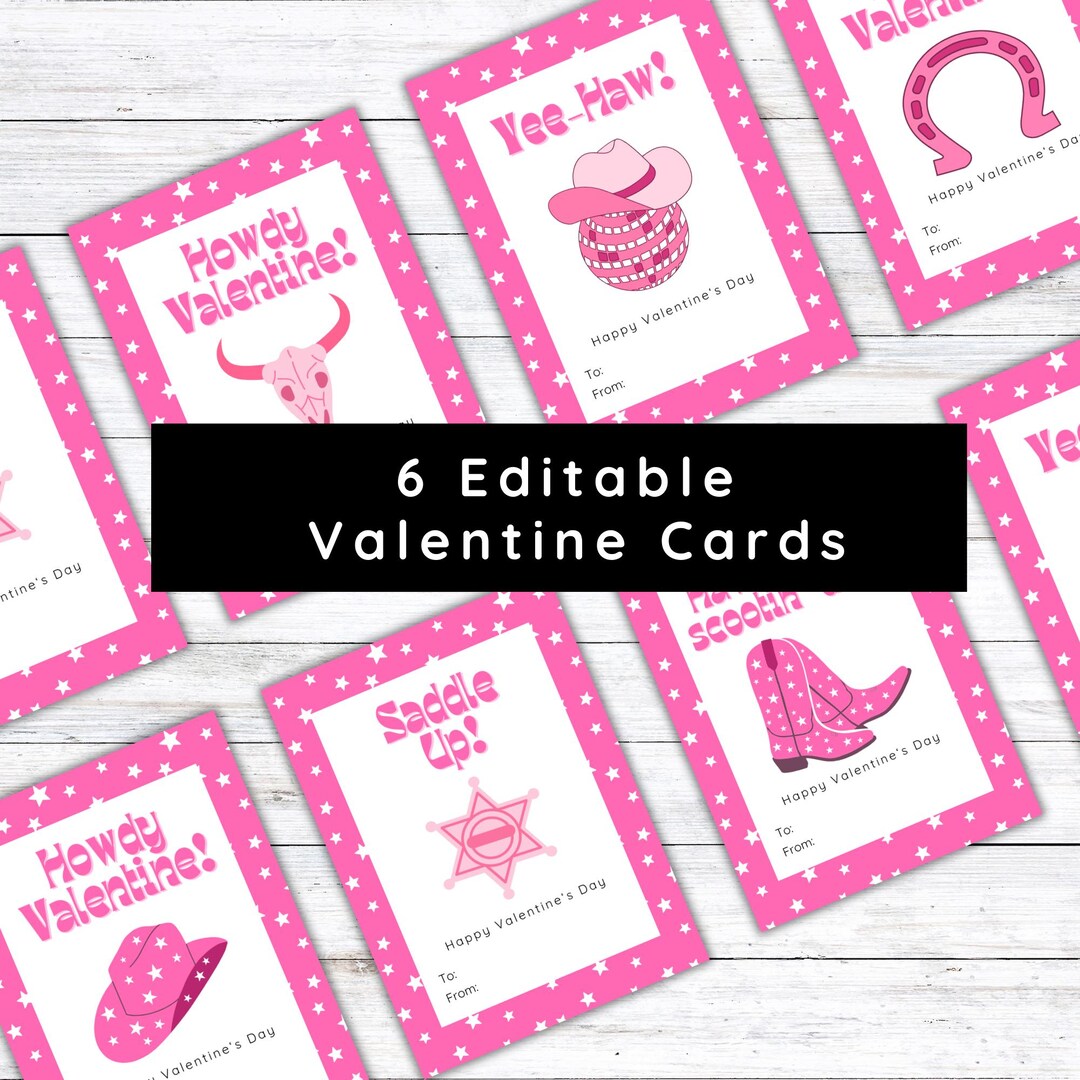 Printable Cowgirl Valentine's Day Cards, Cowgirl Valentine Cards for ...