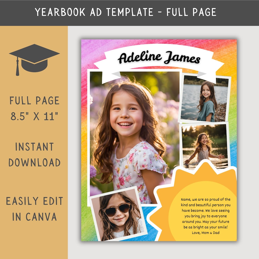Editable Yearbook Ad Template: Full Page Graduation Tribute (digital ...