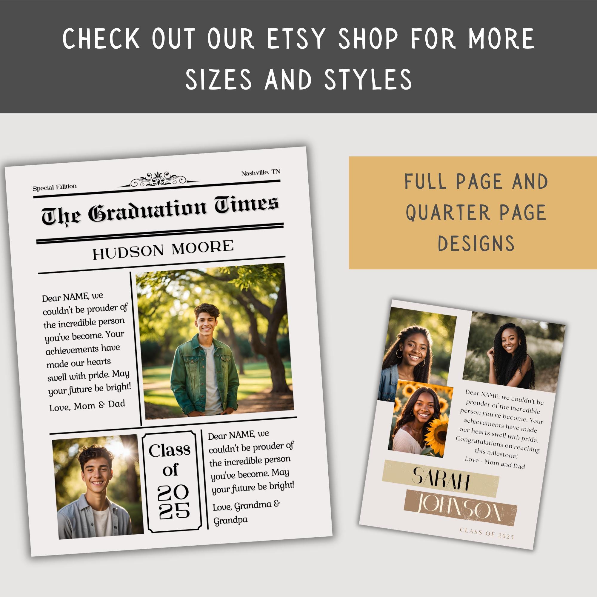 Editable Half Page Yearbook Ad Layout, High School Senior Yearbook Ad ...