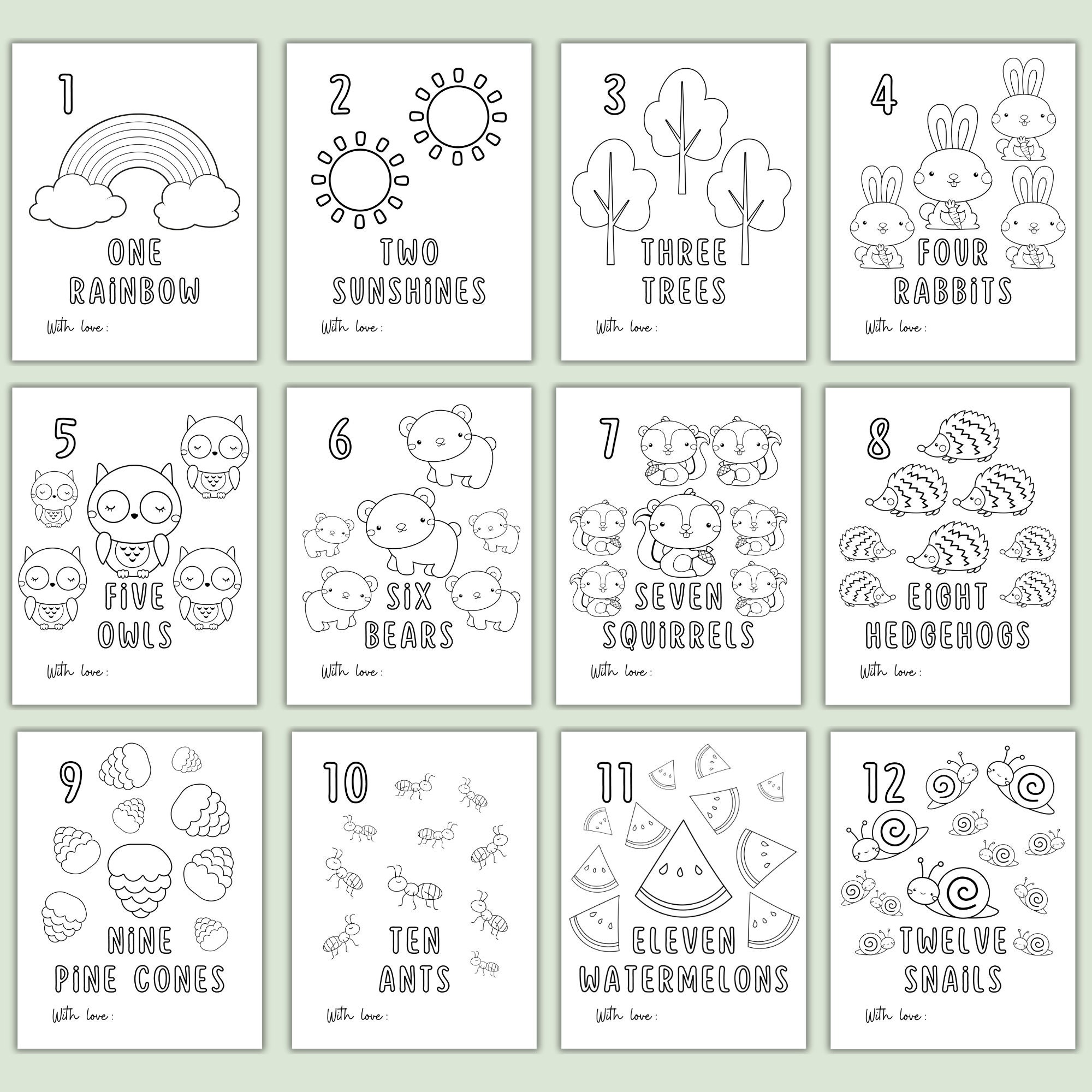 ABC 123 Coloring Book Baby Shower Game, Alphabet Coloring Pages for ...