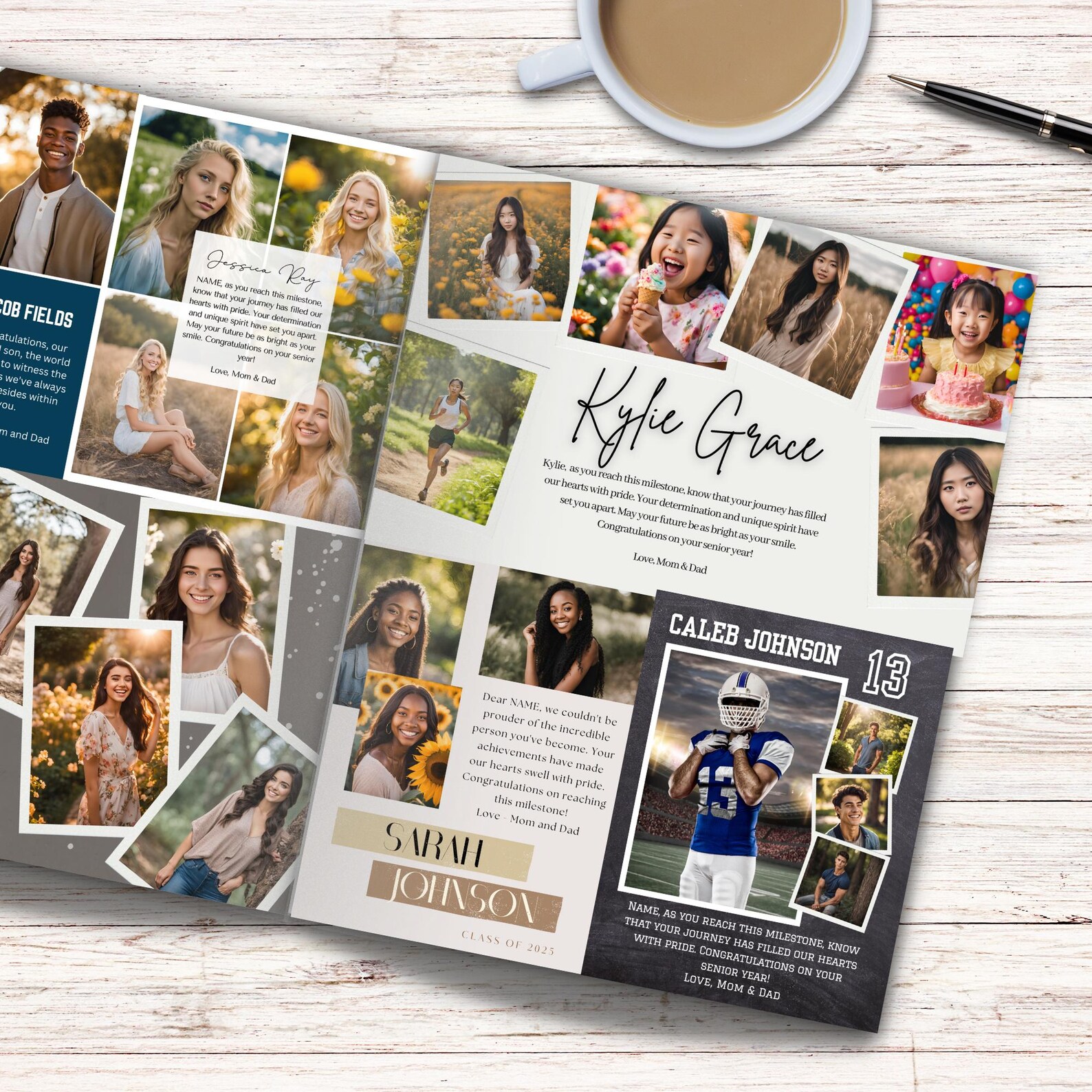 Senior Yearbook Ad Quarter Page Template Bundle, Photo Collage (canva ...
