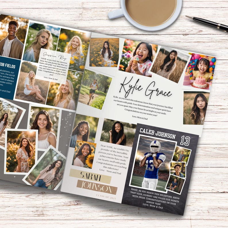 Senior Yearbook Ad Quarter Page Template Bundle, Photo Collage (canva ...
