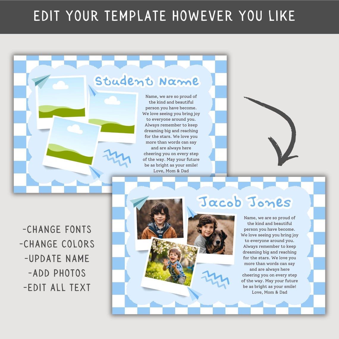 Elementary School Yearbook Ad Template: Half Page Photo Collage (canva ...