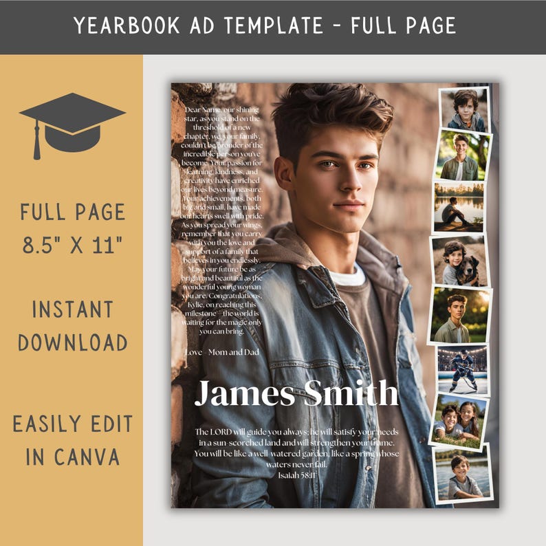 High School Senior Yearbook Ad Template, Editable Full Page Yearbook Ad ...