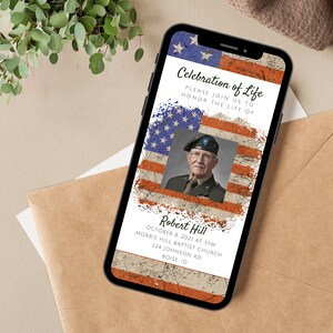 Veteran Funeral Announcement, American Flag Digital Photo Funeral ...