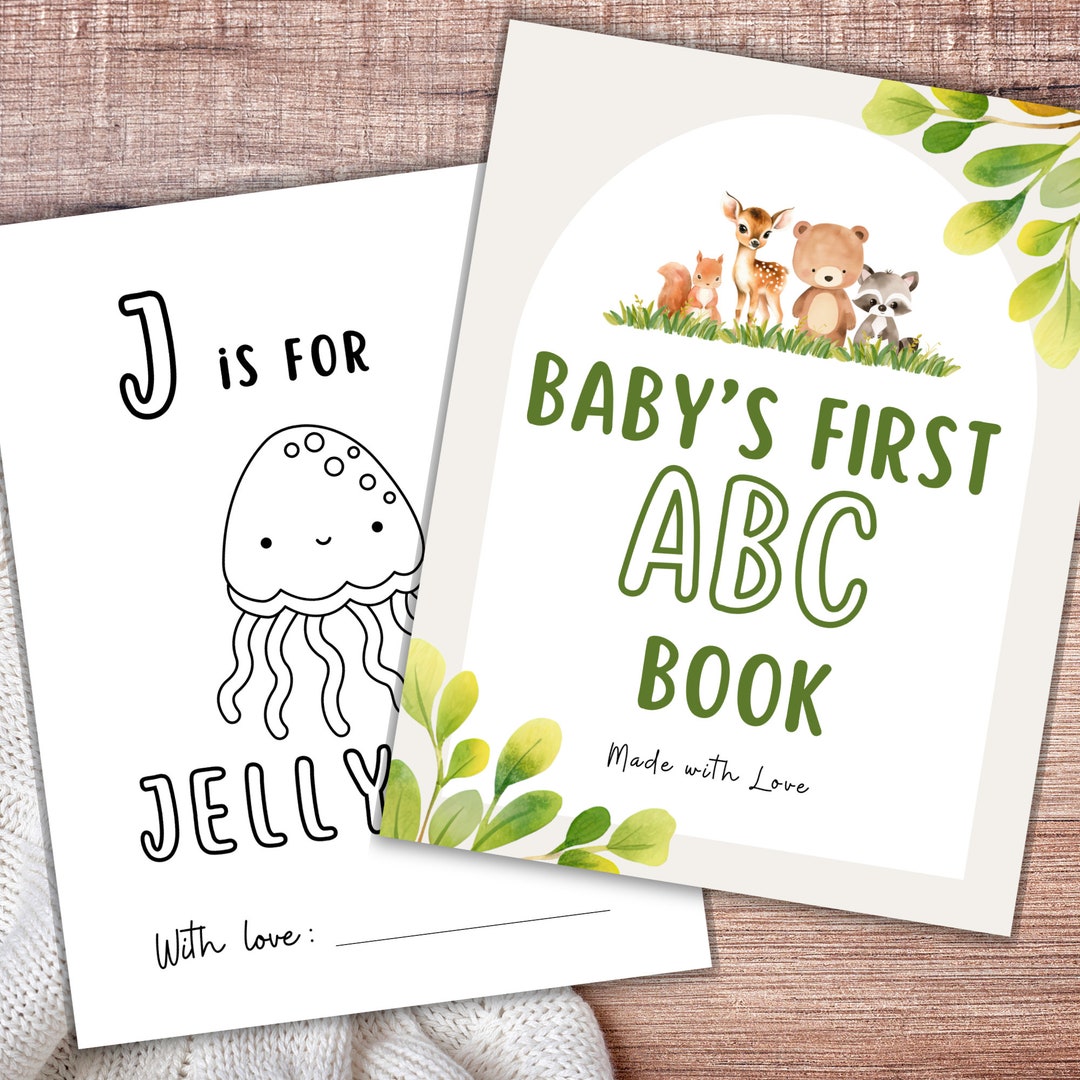 ABC Coloring Book Baby Shower, Alphabet Coloring Pages for Woodland ...
