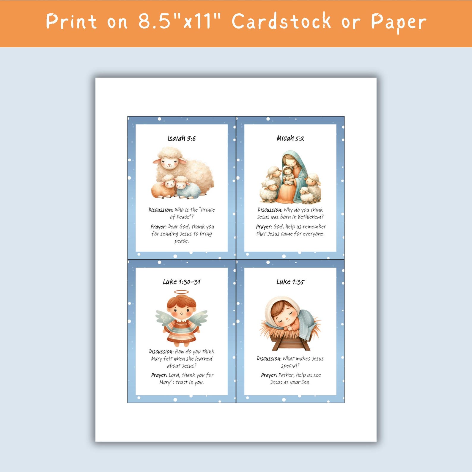 Advent Scripture Cards for Kids, Christmas Story Printable Nativity ...