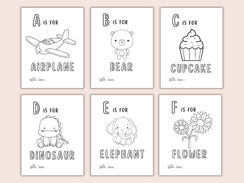 ABC Coloring Book Baby Shower, Custom Alphabet Coloring Pages Baby ...
