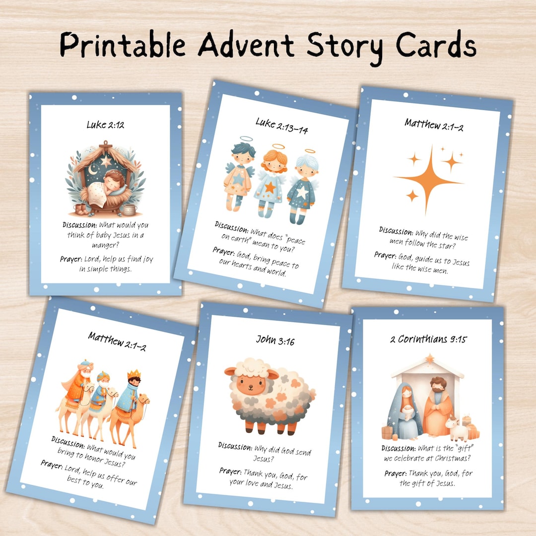 Advent Scripture Cards for Kids, Christmas Story Printable Nativity ...