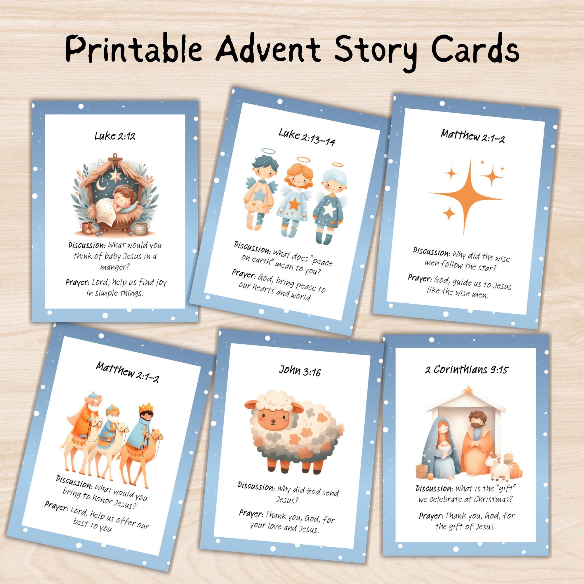 Advent Scripture Cards for Kids, Christmas Story Printable Nativity ...