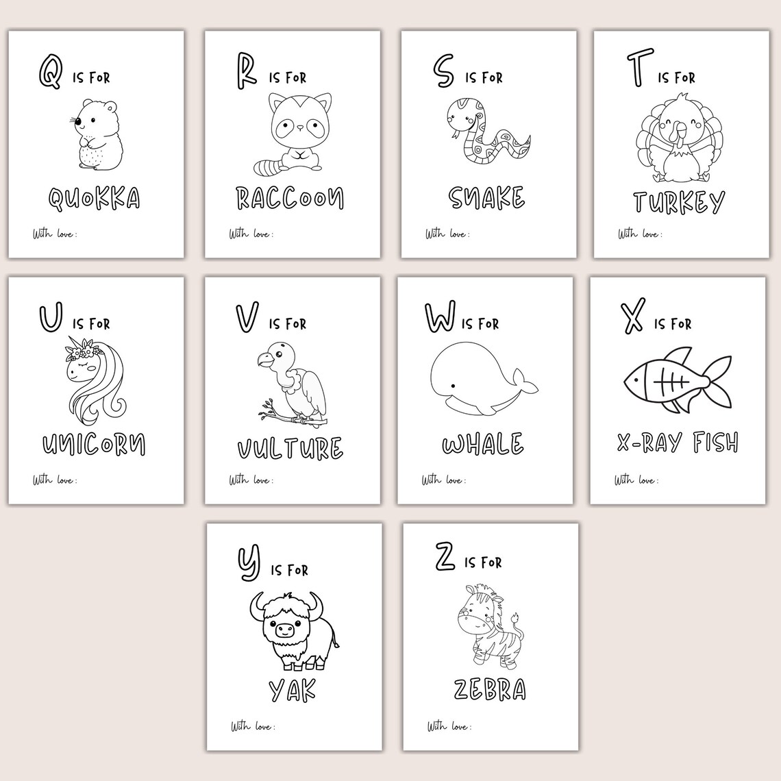ABC 123 Coloring Book Boho Baby Shower Game, Alphabet Coloring Pages ...