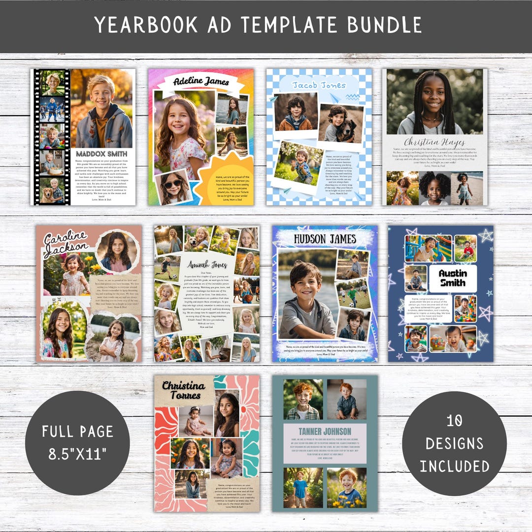 Elementary School Full Page Yearbook Ad Template Bundle, Yearbook Ad ...