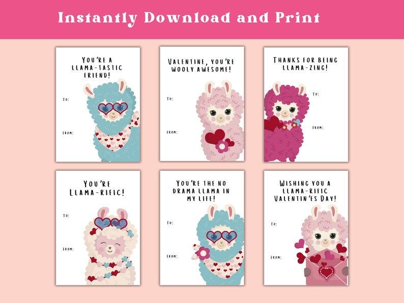 Printable Llama Valentines Day Card, Funny Pun Valentine Cards for Kids ...