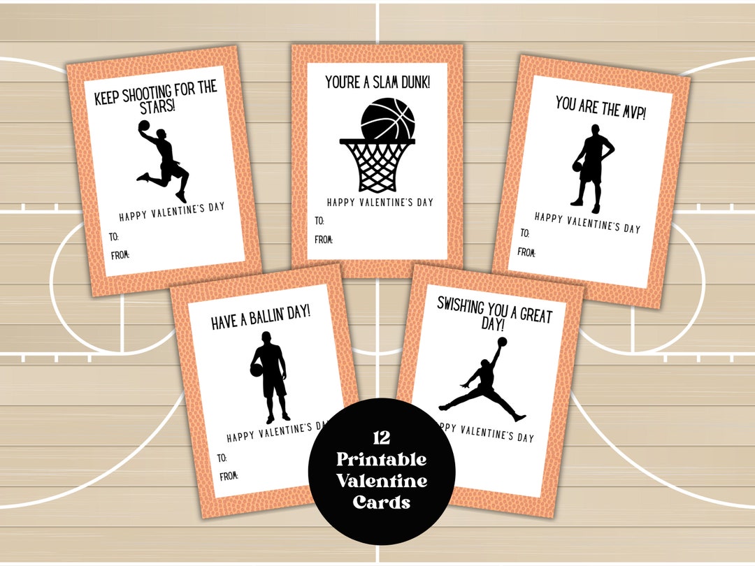 Printable Basketball Valentines Day Card, Basketball Pun Valentine ...
