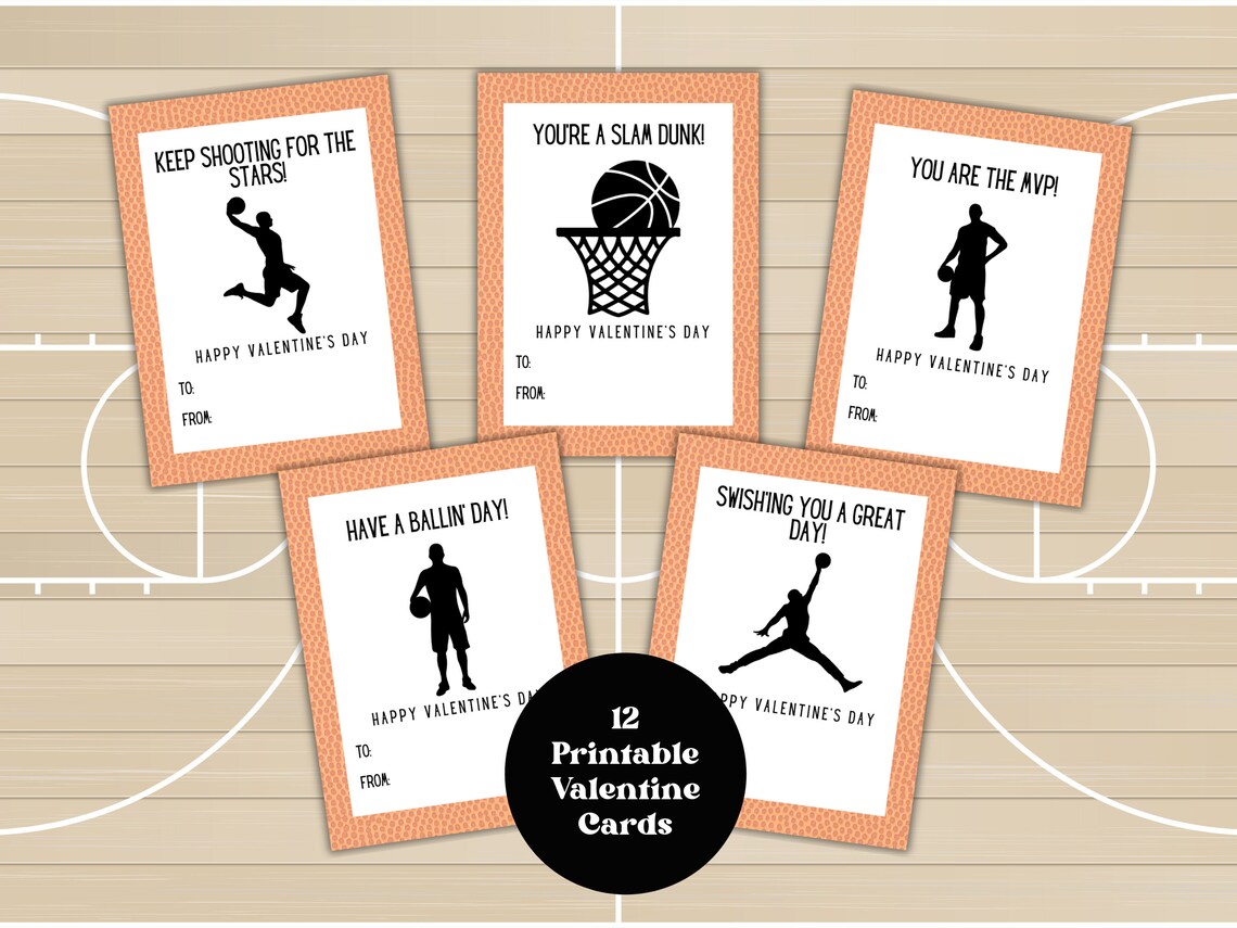 Printable Basketball Valentines Day Card, Basketball Pun Valentine ...
