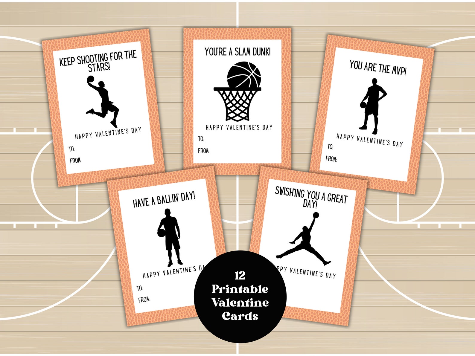 Printable Basketball Valentines Day Card, Basketball Pun Valentine ...