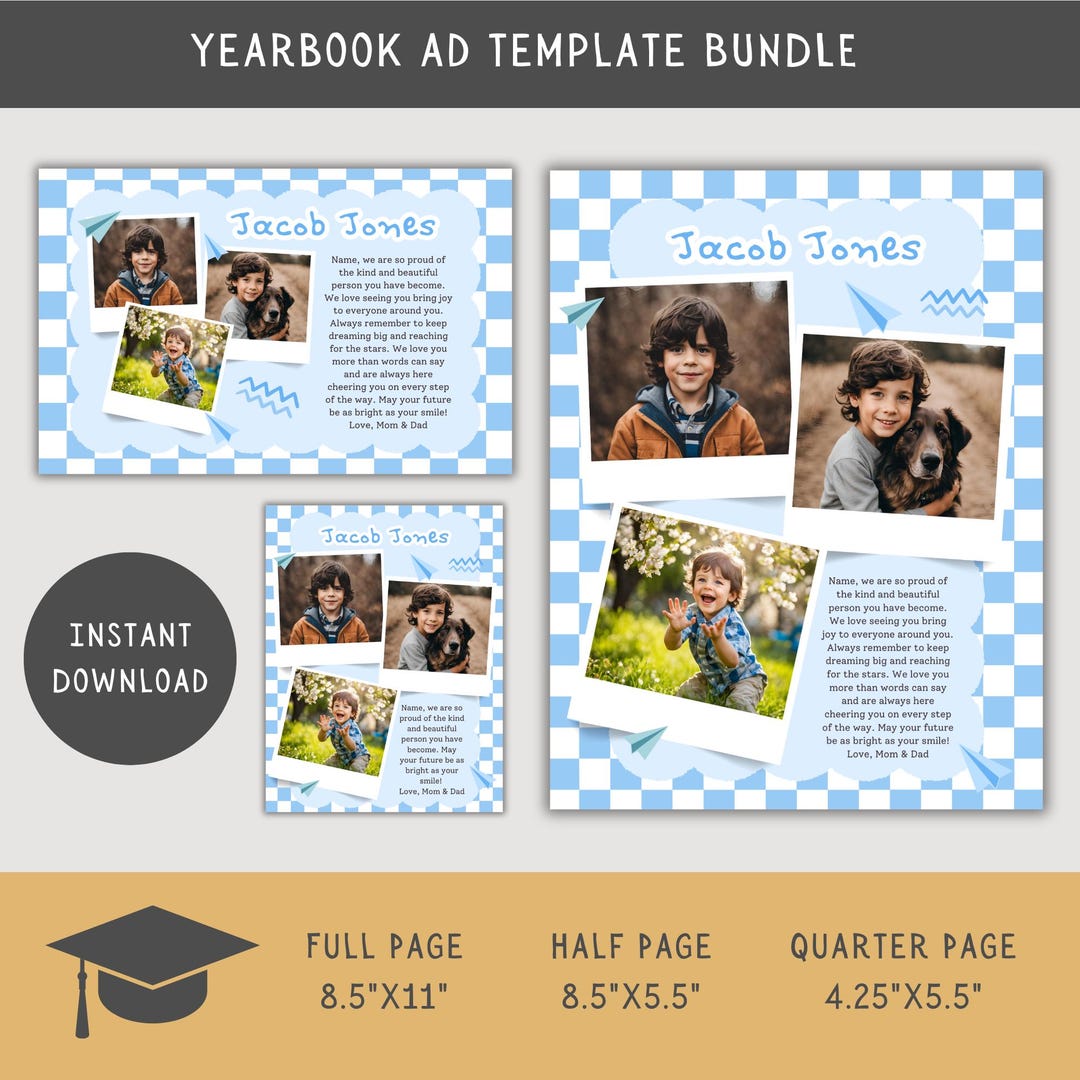 Elementary School Yearbook Ad Template Checkered, Full Page Yearbook Ad ...