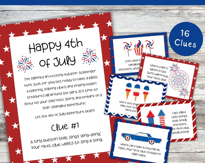 4th of July Outdoor Scavenger Hunt for Kids, Fourth of July Treasure ...