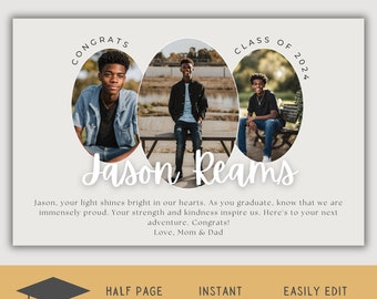 Quarter Page Senior Yearbook Ad Template, Editable Yearbook Ad Layout ...