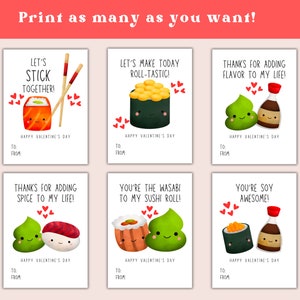 Sushi Valentines Cards Printable, Sushi Pun Valentine's Day Cards ...