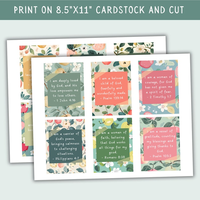 Printable Affirmation Cards for Christian Moms, Positive Affirmation ...