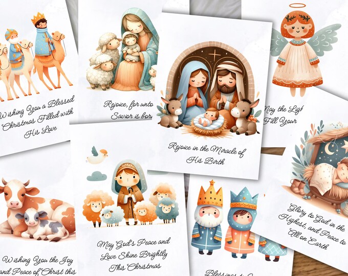 EDITABLE Watercolor Nativity Card Printable, Christmas Card Template ...
