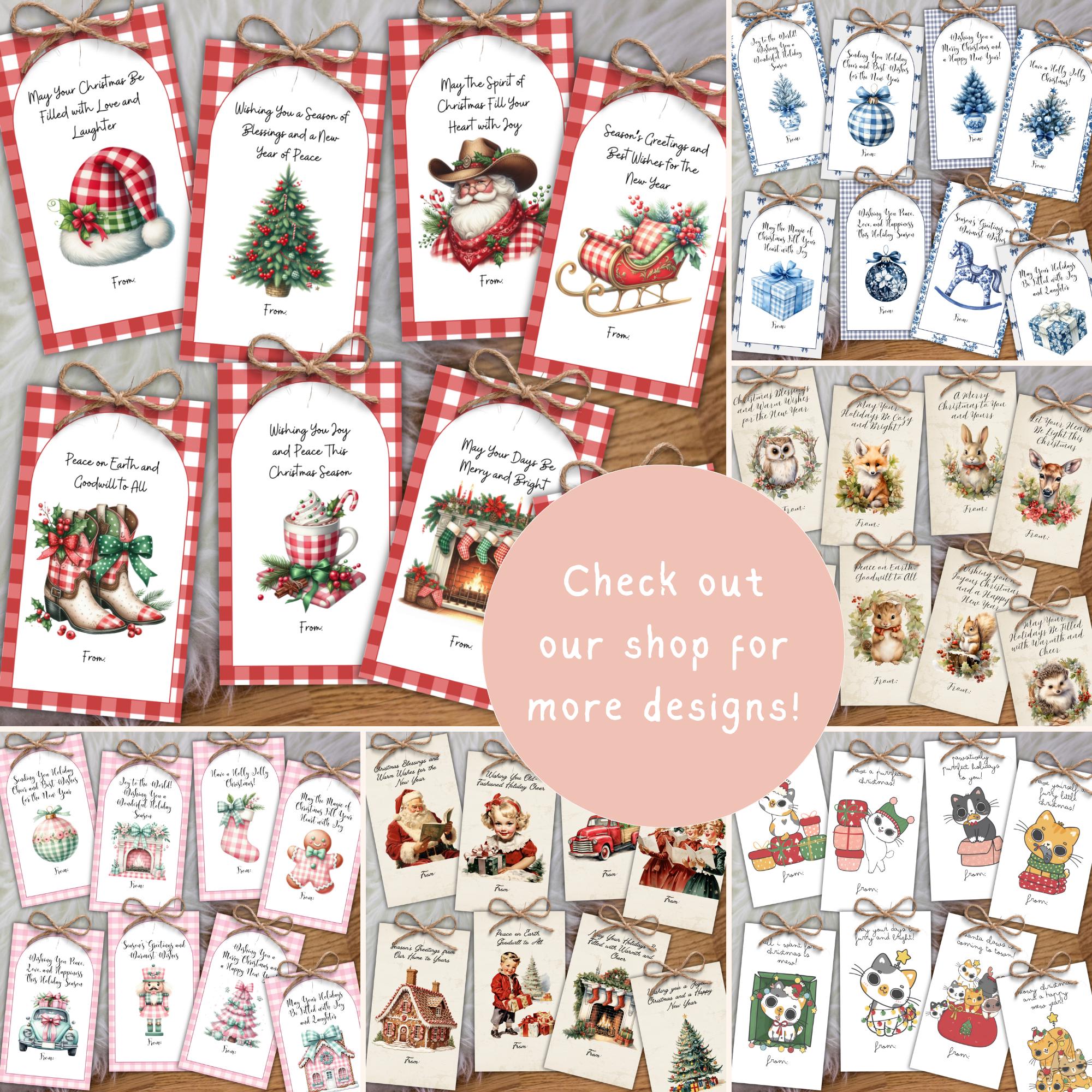 Printable Boho Christmas Tags, Boho Holiday Wine Tags, Neutral ...