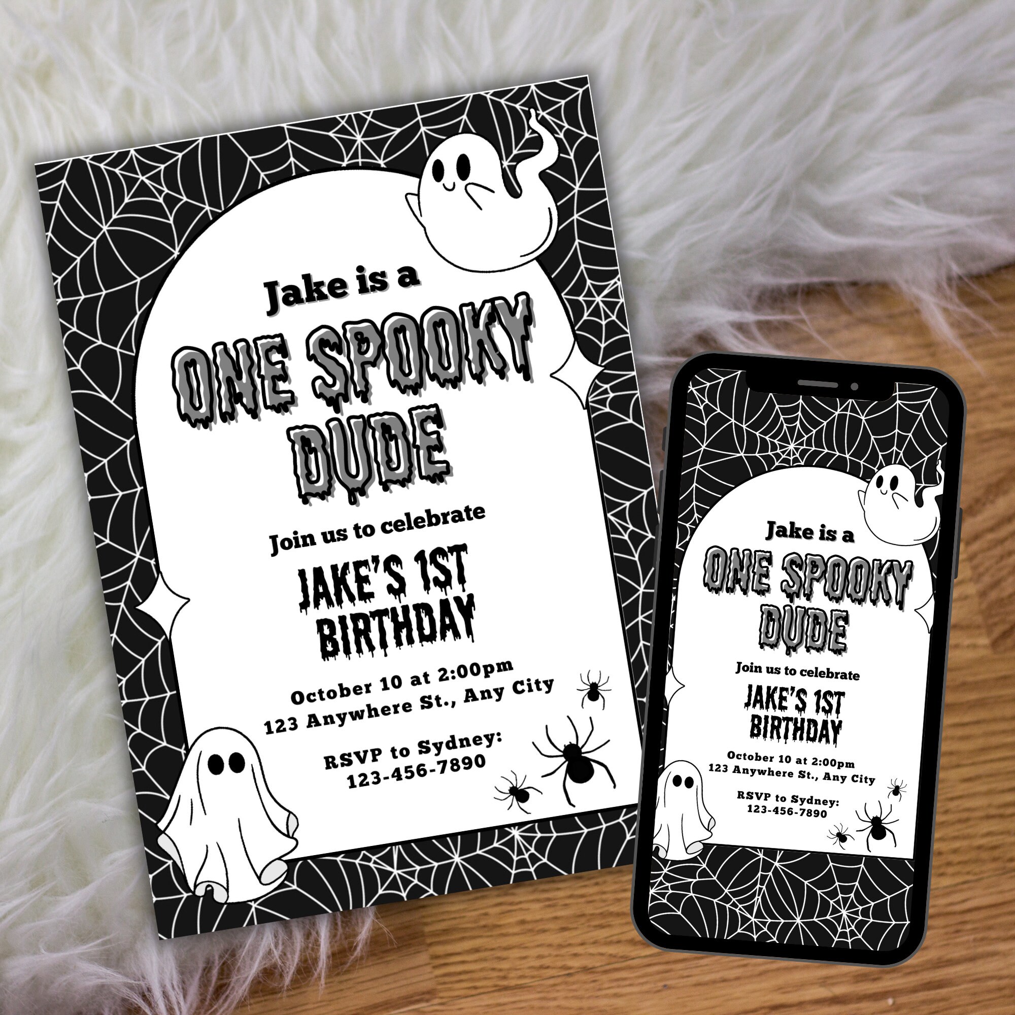 One Spooky Dude Birthday Invitation Editable, Halloween First Birthday ...
