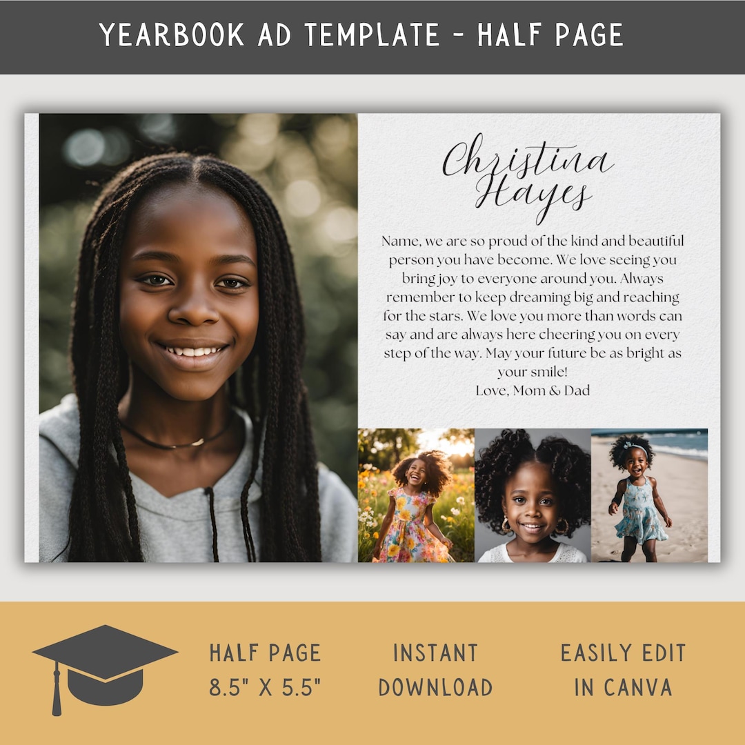 Half Page Yearbook Ad Template: Photo Collage Tribute (canva Digital ...
