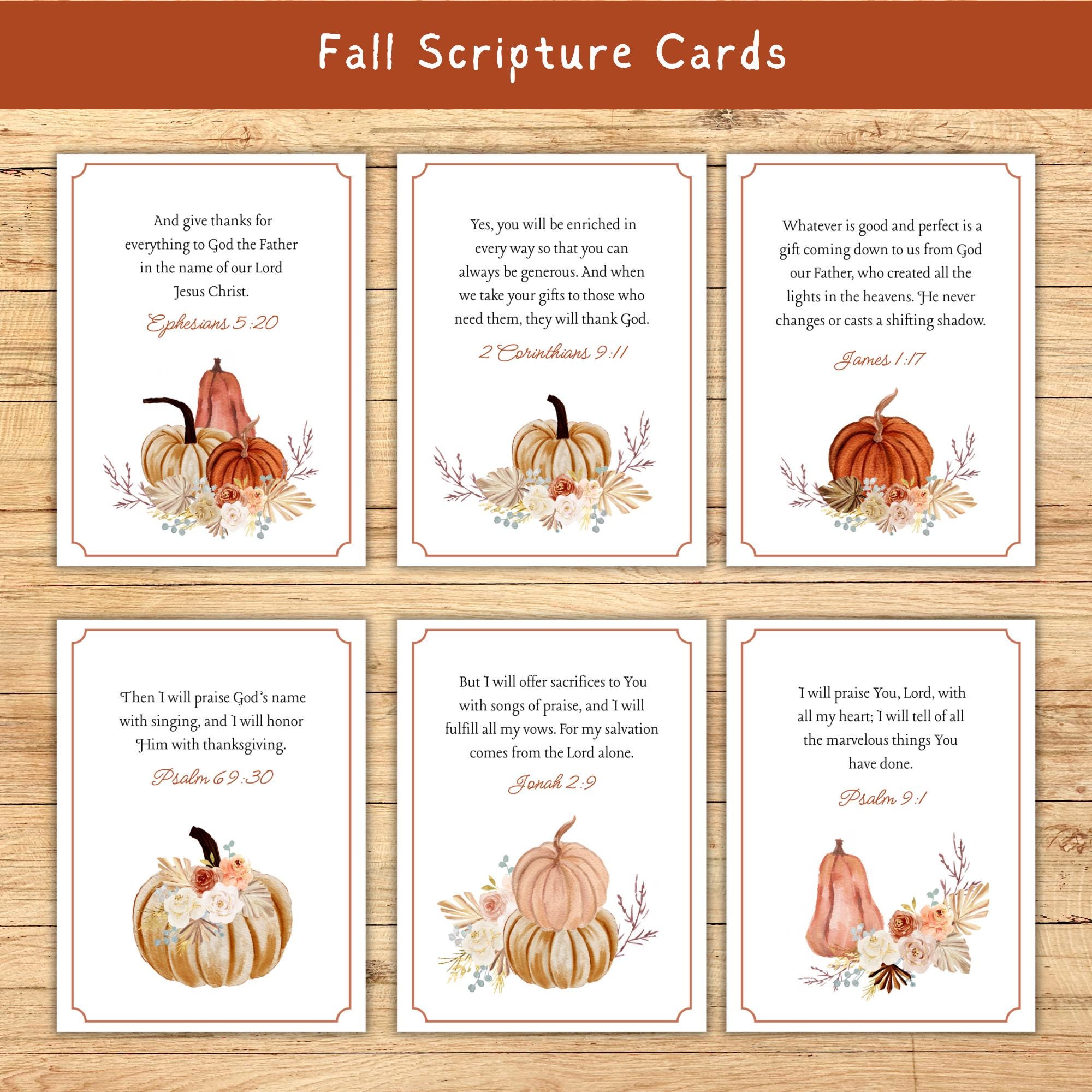 Thanksgiving Printable Scripture Cards, Fall Bible Verse Cards, Daily ...