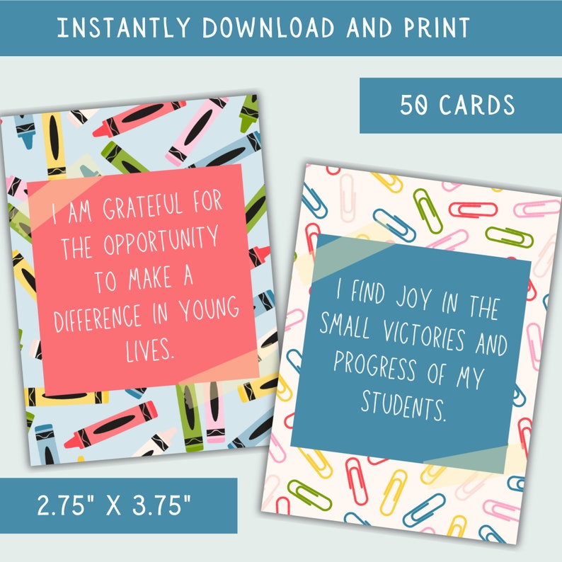 Printable Teacher Affirmation Cards, Last Minute Teacher Appreciation ...