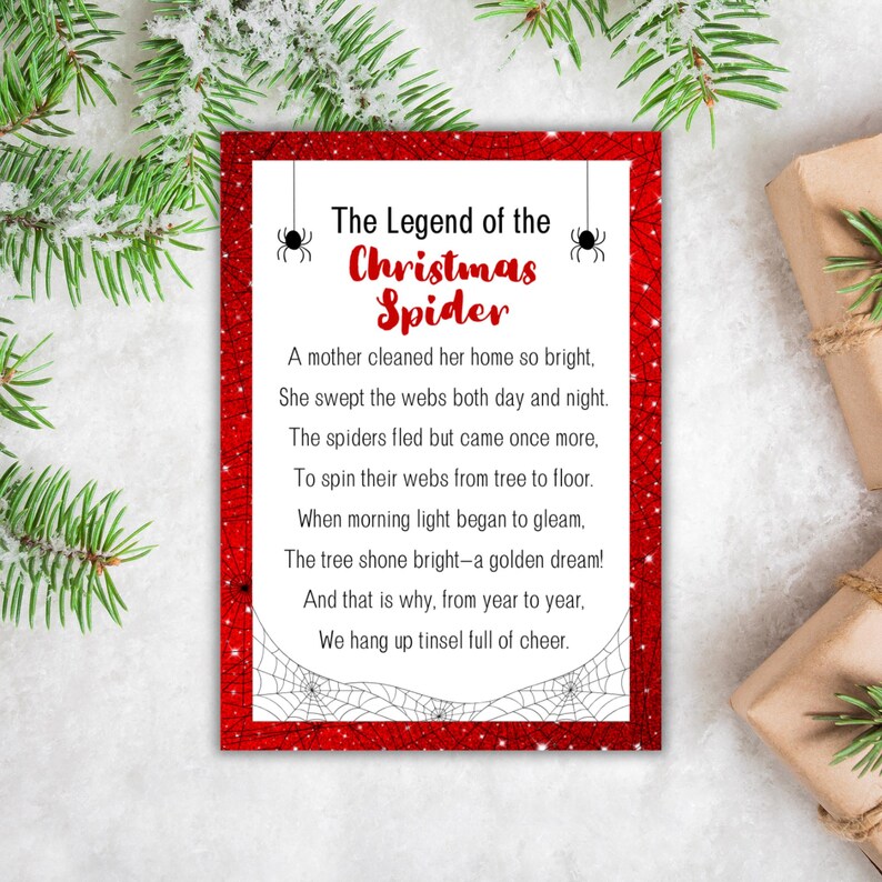 The Legend of the Christmas Spider Printable Tag, Christmas Spider ...
