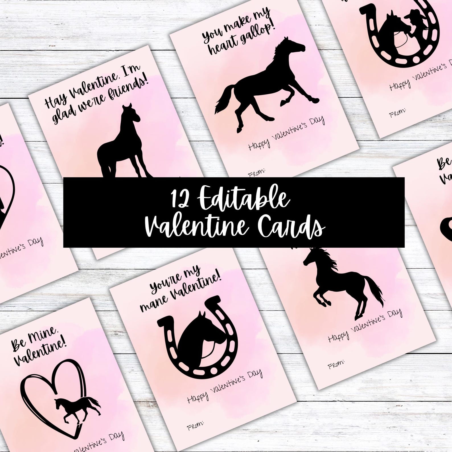 Printable Horse Valentines Day Cards for Kids, Custom Horse Themed ...