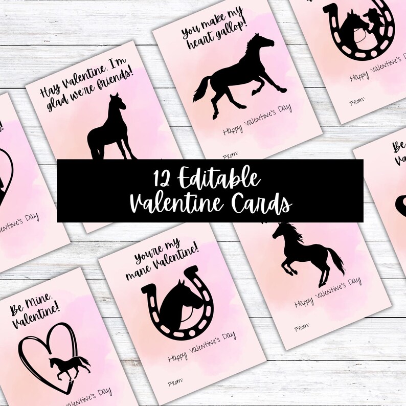 Printable Horse Valentines Day Cards for Kids, Custom Horse Themed ...