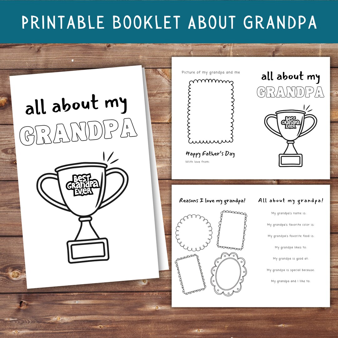 All About Grandpa Printable Book for Fathers Day Gift Idea Activity ...