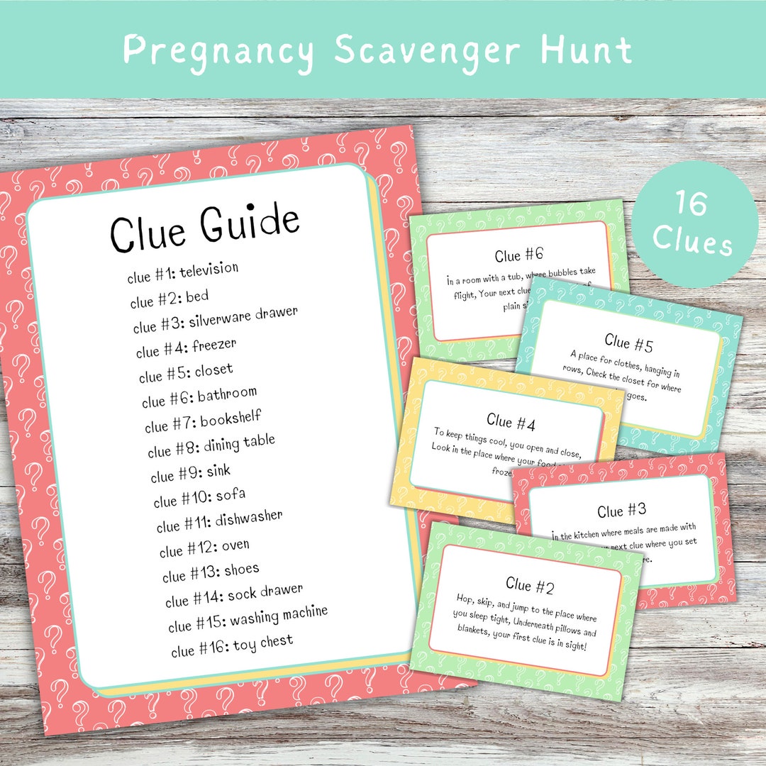 Pregnancy Reveal Scavenger Hunt for Siblings, Pregnancy Treasure Hunt ...