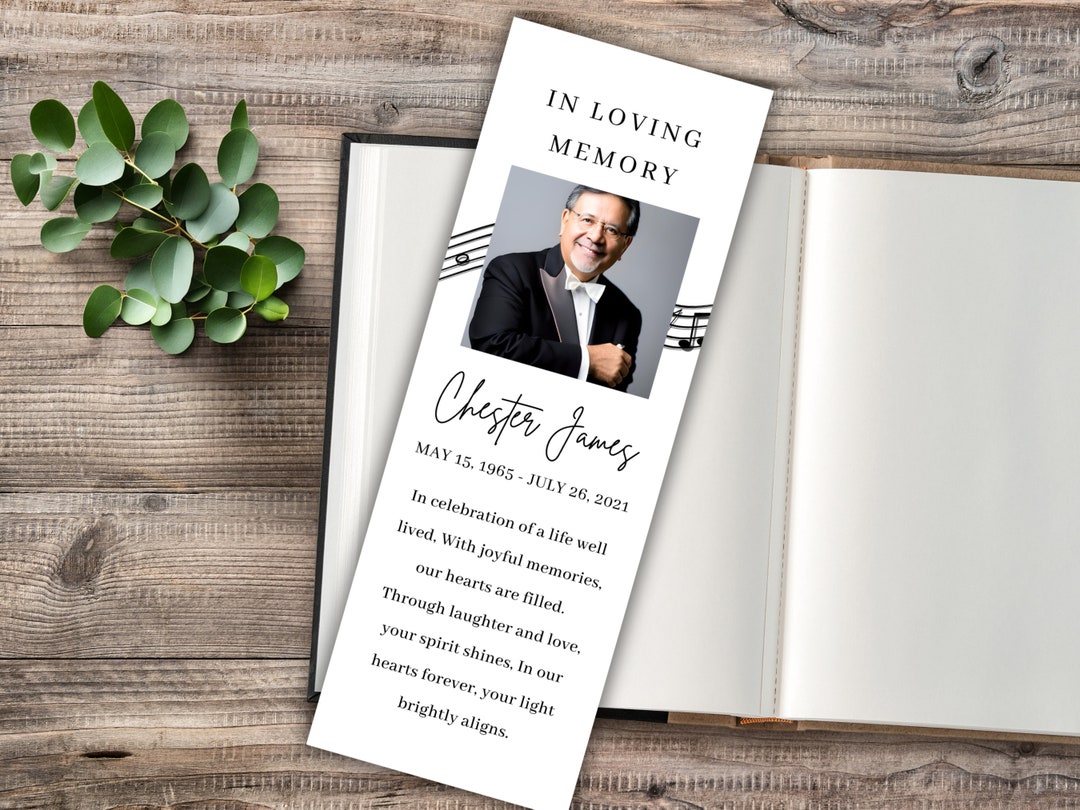 Funeral Bookmark Template, Printable Memorial Bookmark, Editable ...