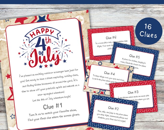 4th of July Outdoor Scavenger Hunt for Kids, Fourth of July Treasure ...