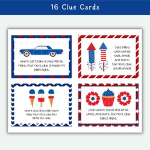 4th of July Outdoor Scavenger Hunt Clue Cards for Kids, Fourth of July ...