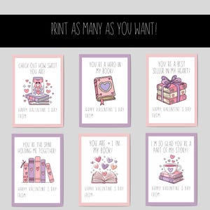 Printable Book Lover Valentine Cards for Kids, Custom Bookish ...