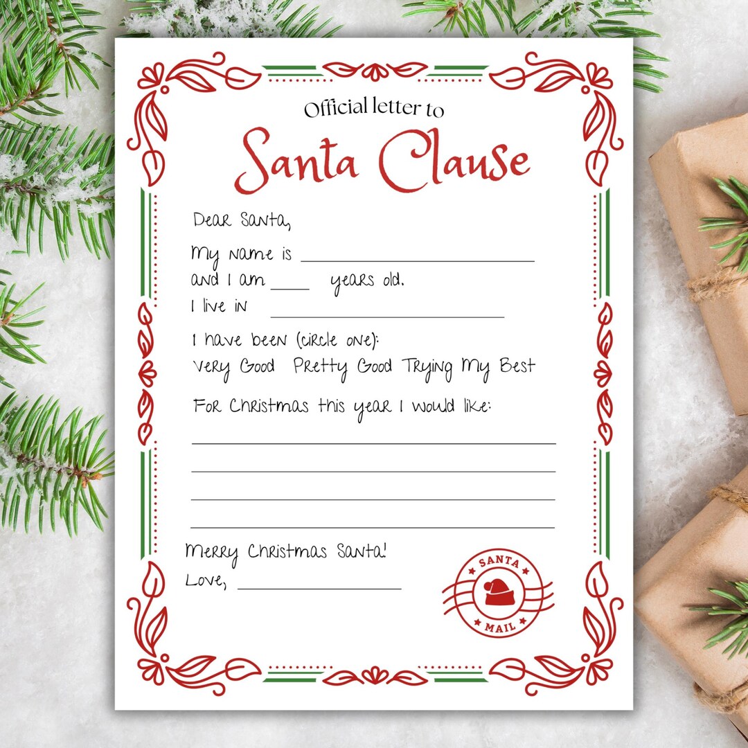 Editable Letter to Santa Printable for Kids, Christmas Wish List ...