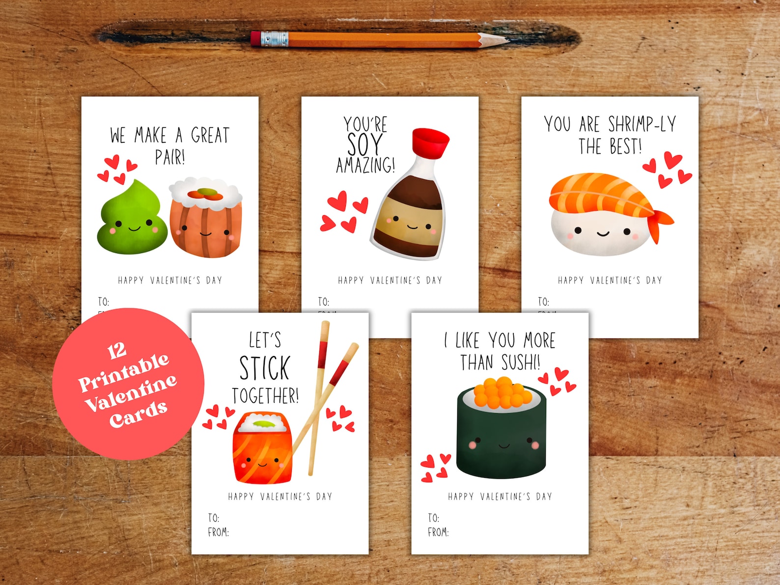 Sushi Valentines Cards Printable, Sushi Pun Valentine's Day Cards ...