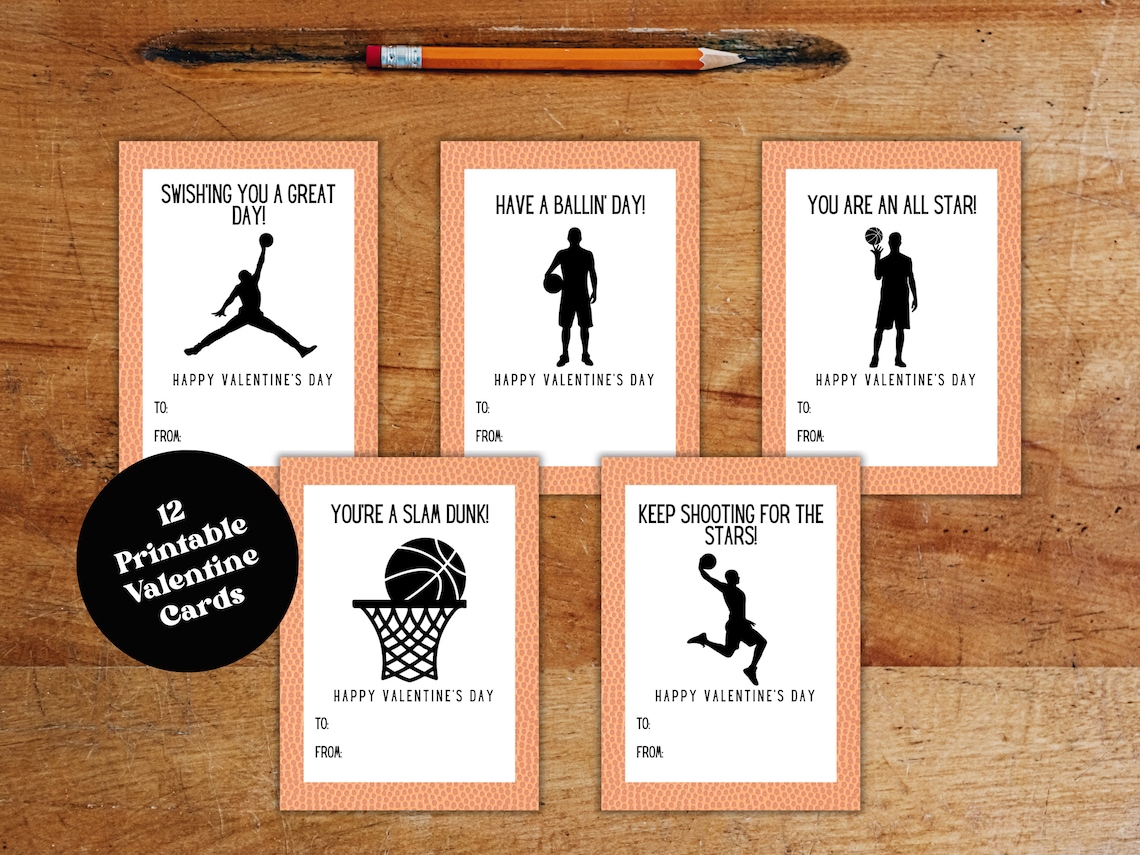 Printable Basketball Valentines Day Card, Basketball Pun Valentine ...