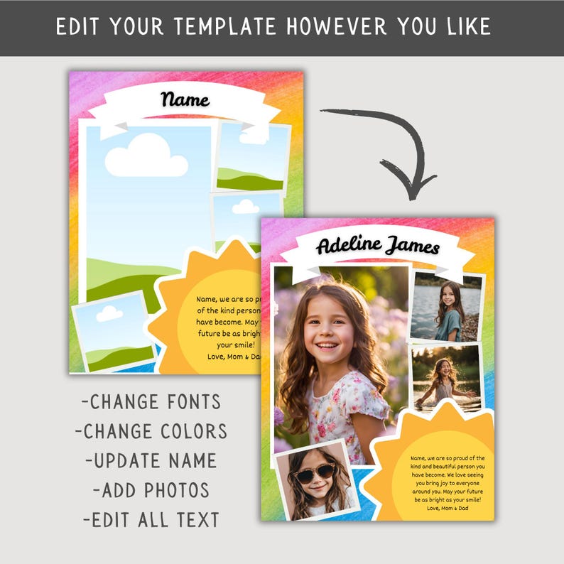 Rainbow Yearbook Ad Template: Full, Half, Quarter Page (digital ...