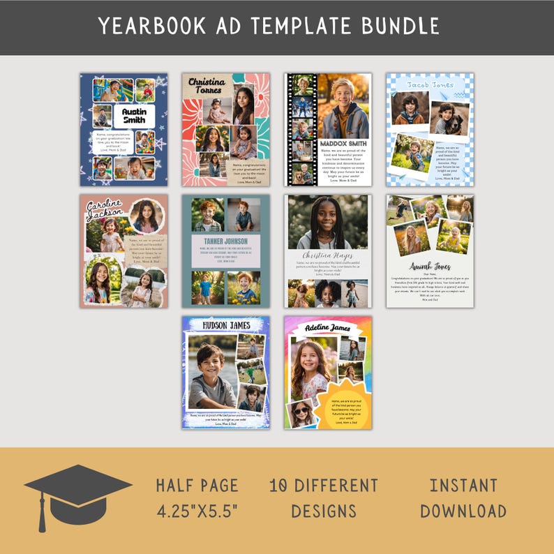 Elementary School Quarter Page Yearbook Ad Template Bundle, Yearbook Ad ...