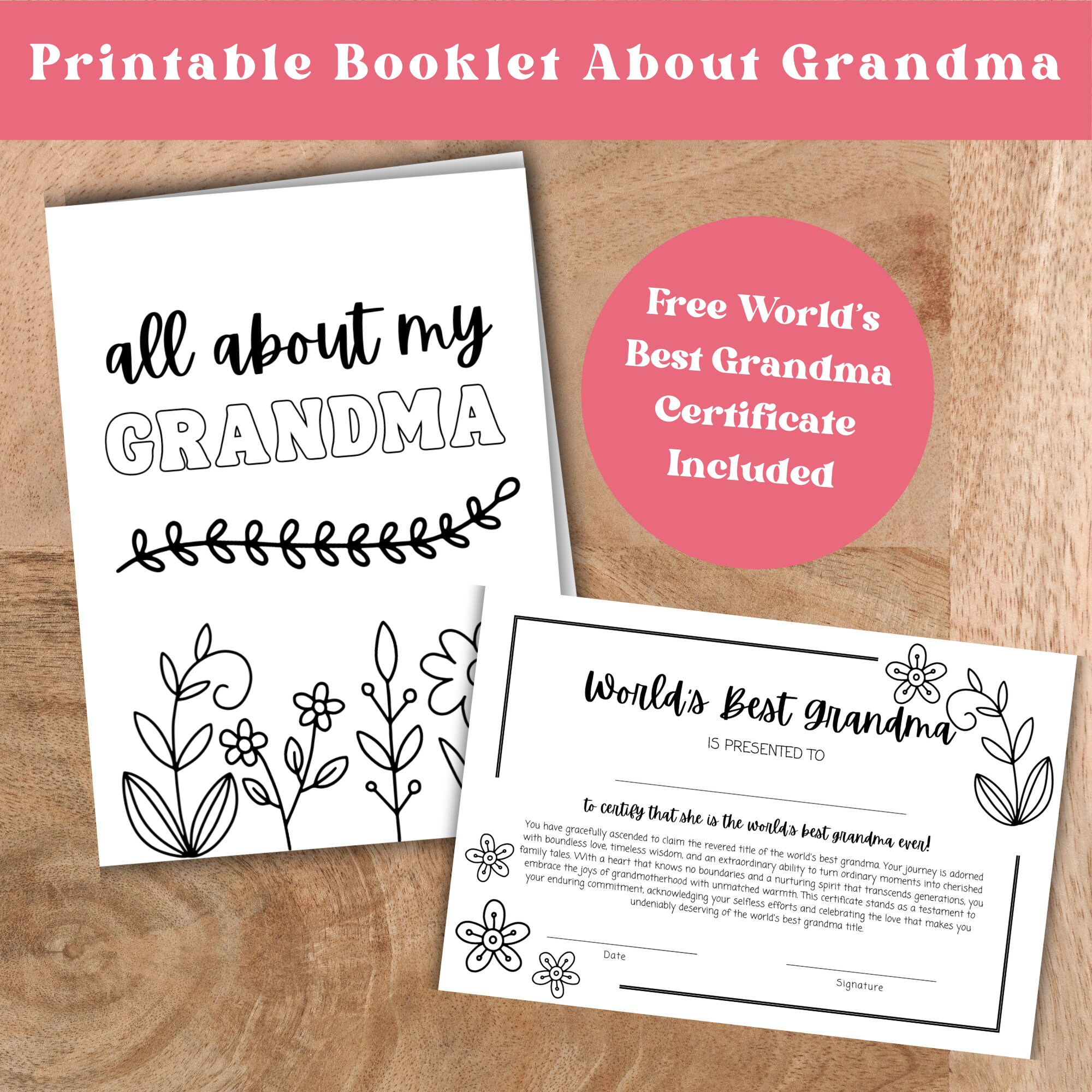 Mothers Day Gift for Grandma DIY Printable, Coloring Card for Grandma ...